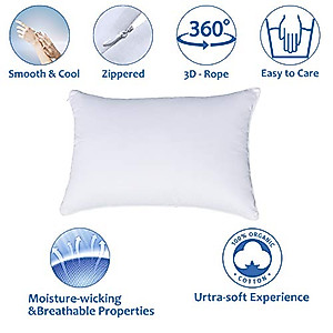 Precoco Toddler Pillowcase 14x19 Inch | 100% Cotton White Toddler Pillowcases Set of 2 with Zipper Hidden | Super Soft 600 Thread Travel Pillow Covers for Boys Girls Kids Bedding, Gentle & Breathable