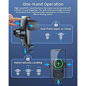 Wireless Car Charger, Baseus 15W Qi Smart Car Wireless Charger Phone Mount, Auto-Clamping Air Vent Car Charger Phone Holder Compatible with iPhone 14/13/12 Pro Max, Samsung S22/S21/S20 Ultra/S9/S8, LG