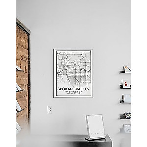 MG Global Minimalist Map Poster of Spokane Valley Washington USA WA Road City | 11x17 12x18 16x24 24x36 Unframed Traveler Wall Art | Modern Hometown City Artwork Print | Home Office Decor for Gift