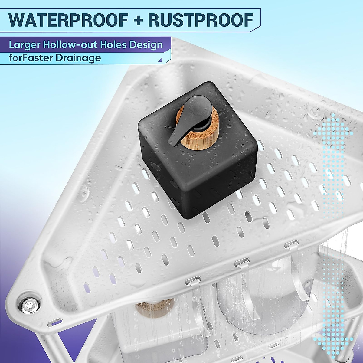 4 Tier Shower Caddy for Bathroom Corner Organizer: Rustproof Floor Standing Shower Shelves Storage with Large Capacity - Shower Organizer Rack for Bathroom Essentials, White