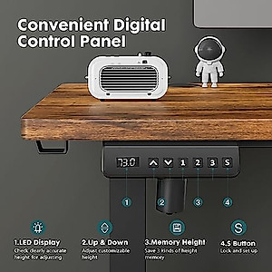 SMUG Electric Standing Desk with Memory Preset, Ergonomic Height Adjustable Table with T-Shaped Metal Bracket Modern Computer Workstations for Home Office, 4024, Rustic Brown