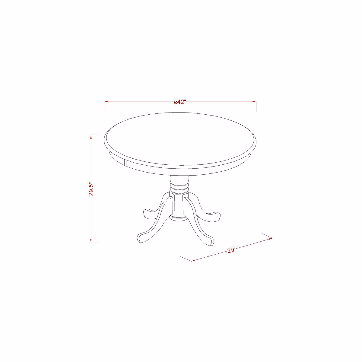 HomeStock Gothic Glamour 3-Piece Rounded Kitchen Table Set Featuring A 42" Table and Two Elegant Wood Seat Dining Chairs for Stylish Dining Experiences