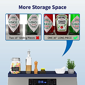 IIIOIIIA Stove Top Magnetic Shelf for Kitchen Organization | 30" No Magnet Spice Rack Over The Stove | 4" Deep Spice Organizer with Border All Around | Brushed Stainless - Blue (Magnets not Included)