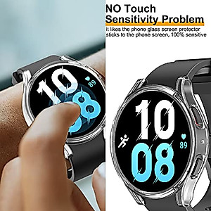 [5+5 Pack] Compatible for Samsung Galaxy Watch 5 and Galaxy Watch 4 40mm Screen Protector Case, Matte PC Bumper Cover+5 Waterprooof No Fog Up Screen Protector for Galaxy Watch 5 4 40mm Accessories