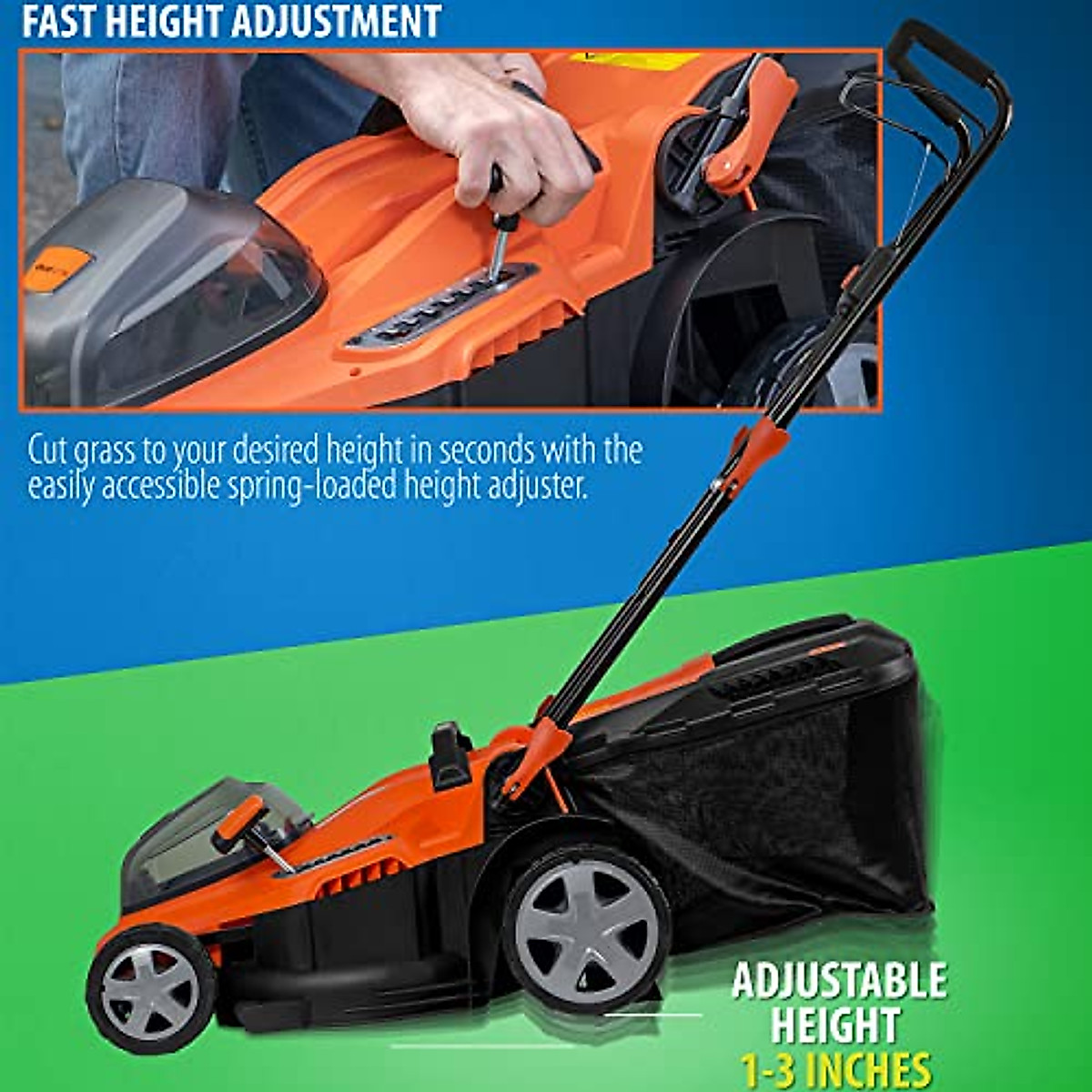Deco Home 40V 16" Cordless Lawn Mower, 4.0 Ah Battery and Charger Included