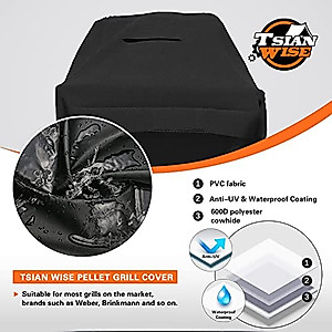 Tsian Wise Grill Cover, 55 Inch Outdoor Waterproof Heavy-Duty BBQ Cover, 600D Oxford Polyester, UV Resistant and Rainproof for Weber, Char-Broil Nexgrill JennAir Brinkmann