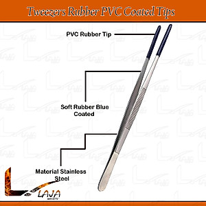Laja Imports 8" Steam Tweezer Rubber Tips Steamer Ultrasonic Pvc Coated Non Marring Tips S.S. for Educational Use