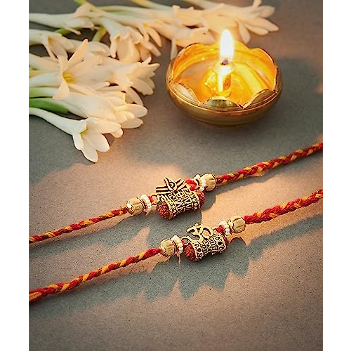 Eximious India Set of 2 Rakhi For Brother With Card Shiva and Om Pendant For Raksha Bandhan Designer Rakhi Thread for Bhaiya (Design 2)
