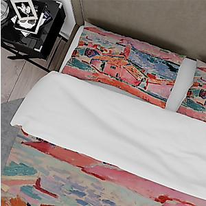 HOBBOY Bright Watercolor Bedding Sets 3 Piece 1 Duvet Cover with Zipper Ties 2 Pillowcases Henri Matisse Painting Art Soft Duvet Cover Set Twin Size