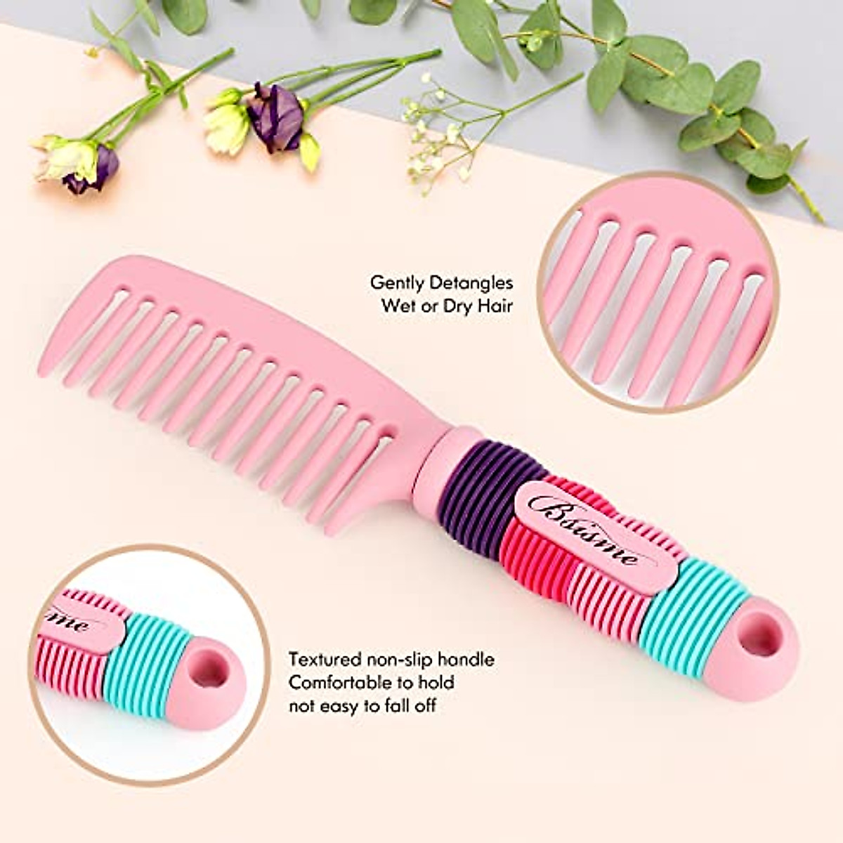 Hair Brush Comb Set, Mini Detangling Hair Brushes for Women Men Kids, Pocket Travel Detangler Hair Brush and Small Wide Tooth Comb for Curly Thick Long Fine Dry Wet Hair, Removes knots Minimizes Pain
