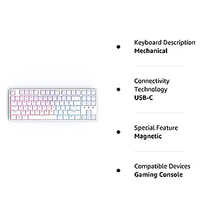 CIY X77 Hot-Swappable Mechanical Keyboard/RGB Gaming Keyboard/USB C/Anti Ghosting/N-Key Rollover/Compact Layout 87 Key/Magnetic Upper Cover/for Mac Windows (White and Red switch)