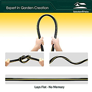 Solution4Patio Homes Garden Hose No Kink 5/8 in. x 25 ft. Black Water Hose, No Leaking, Heavy Duty, High Water Pressure, Male/Female Brass Fittings 12 Year Warranty #H155B10-US