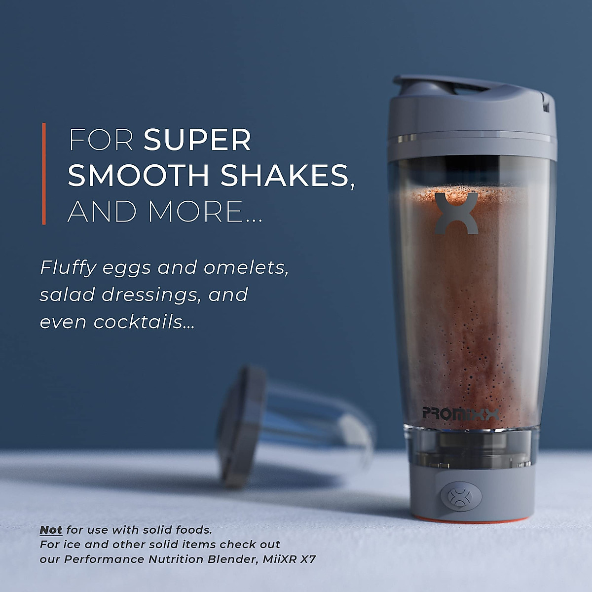 Promixx Pro Shaker Bottle | Rechargeable, Powerful for Smooth Protein Shakes | includes Supplement Storage - BPA Free | 20oz Cup (Cool Gray)