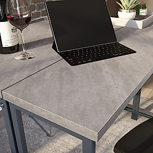 Sauder North Avenue Table with Drop Leaf, Faux Concrete Finish