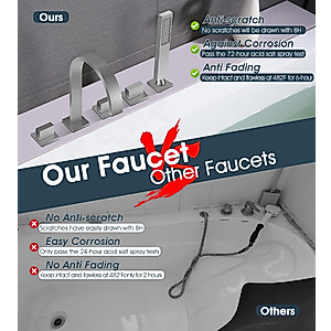 Roman Bathtub Faucet Set with Handheld Sprayer and Rough-in Valve Widespread Deck Mount 5 Hole Classic High Arch Tub Faucets Trim Kit 3 Handle with Diverter Lever Bath Tub Filler (Black)