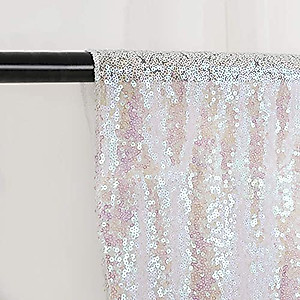 White Iridescent Sequin Backdrop 2 Panels 2FTx8FT Unicorn Backdrop Curtains Glitter Party Backdrop for Girls Birthday Decorations