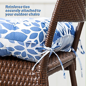 JMKaixin Pack of 2 Outdoor Seat Cushions, Patio Chair Cushions 19"x19" with Ties for Patio Furniture Chairs Home Garden Decoration (Blue and Grey)