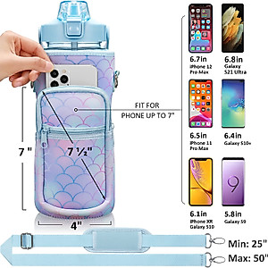 Half Gallon Water Bottle with Sleeve 64 OZ Water Bottle with Straw & Time Marker to Drink Leakproof Motivational Water Jug with Insulated Holder Workout Gym Sport