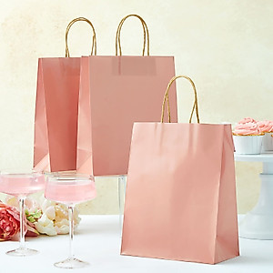 Juvale Medium Blush Pink Gift Bags with Handles for Wedding, Bridal Shower (8 x 10 in, 15 Pack)