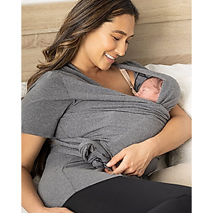 Kindred Bravely Organic Cotton Skin to Skin Wrap Top | Kangaroo Shirt for Mom and Baby (Grey Heather, Medium)