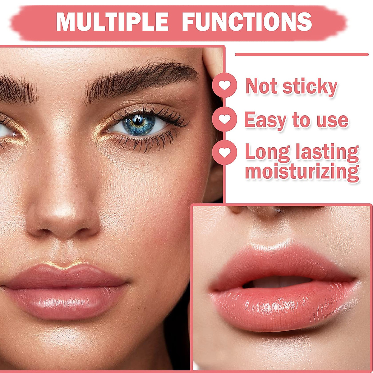CAHIUYOA Lip Oil Hydrating Tinted Lip Oil Lip Gloss,Lip Glow Oil Lip Tint,Non-sticky Big Brush Head,Nourishing Repairing Plumping Lip Oil Lip Gloss - Cherry