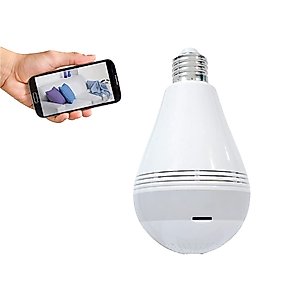 Light Bulb Camera Indoor, COSULAN 2.4G WiFi Floodlight Security Camera, 360 Degree Panoramic Surveillance Camera Lamp with Fisheye/Motion Detection/Night Vision/Cloud & SD Card Storage/Alert Events/A7