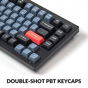 Keychron V1 Wired Custom Mechanical Keyboard, 75% Layout QMK/VIA Programmable Macro with Hot-swappable Keychron K Pro Brown Switch Compatible with Mac Windows Linux (Frosted Black - Translucent)