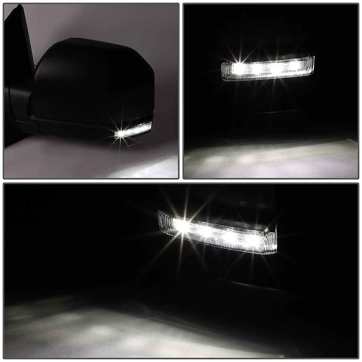 DNA Motoring TWM-058-OE-T888-BK-CL-L Powered+Heated+LED Signal Puddle Light Factory Style Side Mirror Left Compatible With 15-18 F-150 with 22-Pin Plug