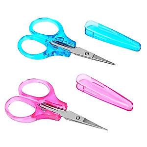 2Pcs Small Scissors All Purpose Craft Scissors Mini Detail Small Scissors Stainless Steel Scissors with Protective Cover Precision Straight Fine Tips Design for Paper Cutting,Scrapbooking