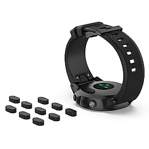 TOKERSE 10 Pack Dust Plug Compatible with Garmin Fenix 8 7 7S 7X 6 6S 6X Pro 5 5S 5X Plus/Vivoactive 3/4/Venu Sq/Forerunner 245/935 Silicone Charger Port Protector Anti Dust Plugs Caps Cover - Black