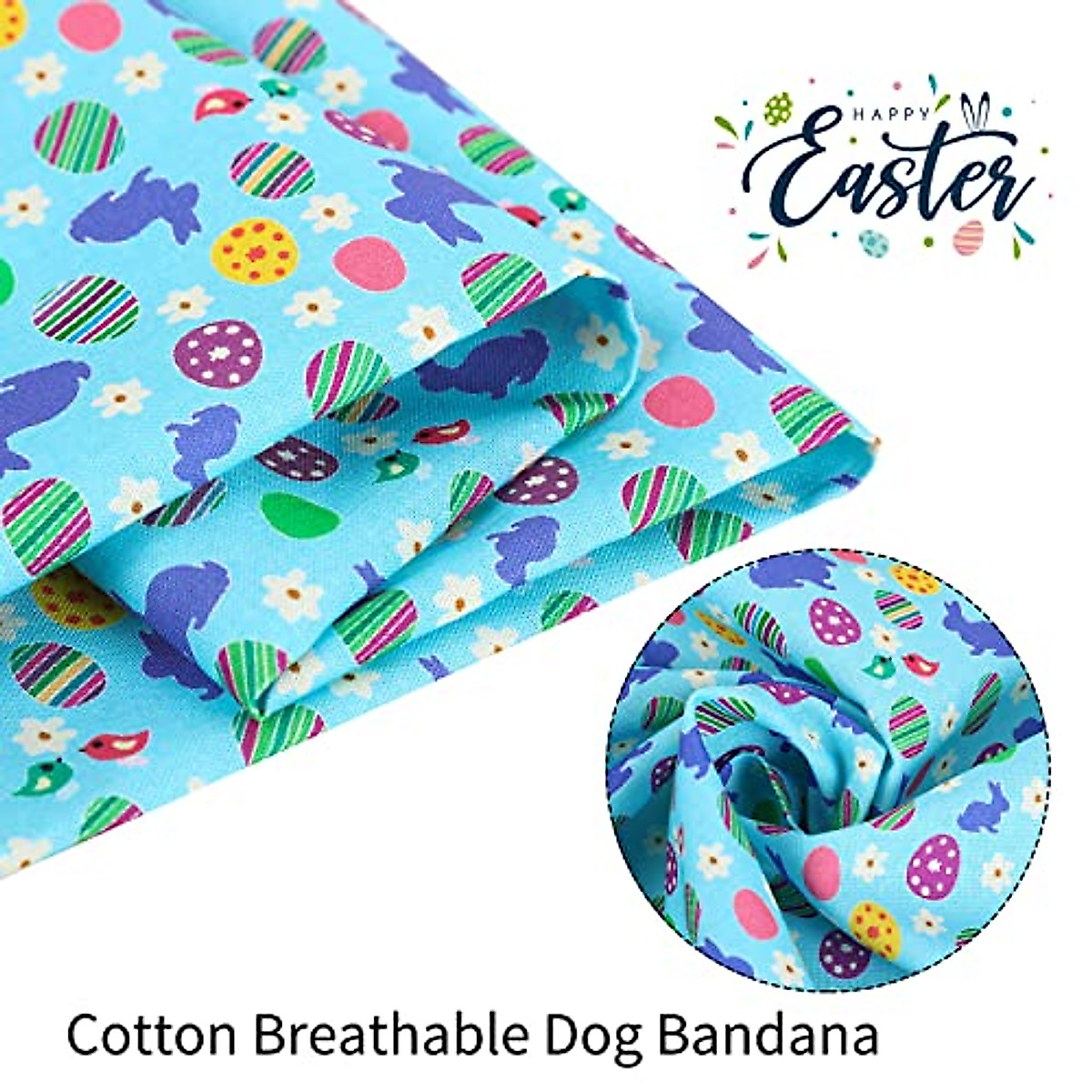 ARING PET Easter Dog Bandana-Cute Easter Eggs Dog Bandana, Cotton Rabbit Dogs Scarf Triangle Bibs for Small to Large Boy Girl Dogs and Cats