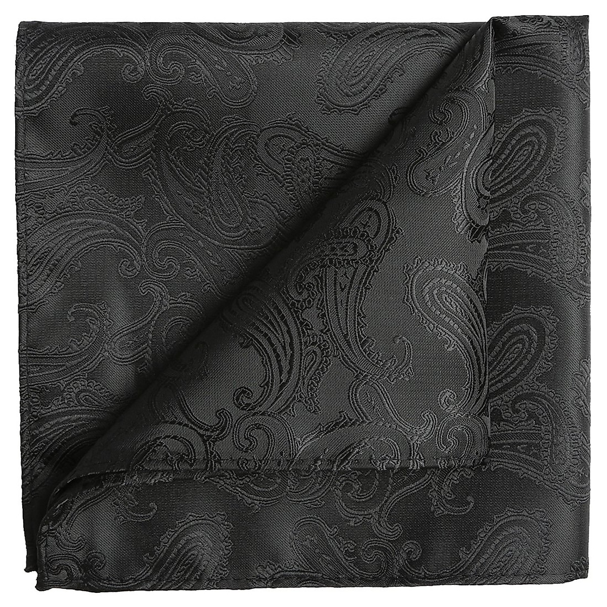 KissTies Mens Black Tie Set: Paisley Necktie + Pocket Square