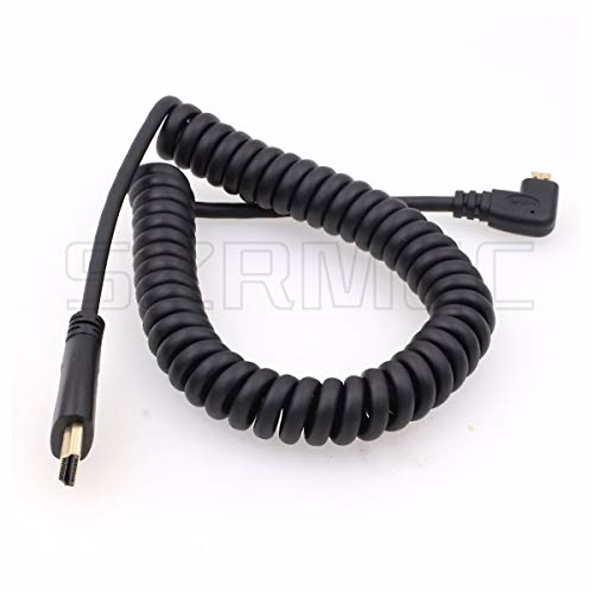 SZRMCC Left Angled Micro HDMI to HDMI High Speed Coiled Cable for Tablet Canon Sony DSLR Camera ATOMOS Monitor
