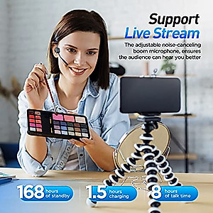 VIDONN Bone Conduction Headphones with Mic, Bluetooth Headset with Noise-Canceling Boom, Open-Ear Headphones for Home Office Education Business Trucker Online Teaching/Learning