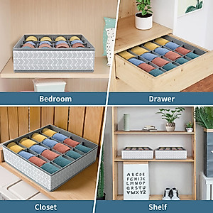 Joyoldelf Sock Drawer Organizer Divider 2 Packs Underwear Organizer, 24 Cell Collapsible Closet Cabinet Organizer Underwear for Storing Socks, Bra, Handkerchiefs, Ties, Belts (Arrow Pattern)