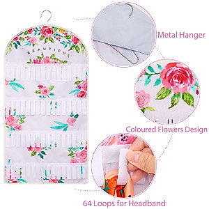 FIOBEE Baby Headband Holder Hair Bow Storage Wall Hanging Organizer Newborn Headbands Hanging Holder Girls Hairband Display for Wall Closet Kids Room, Flower