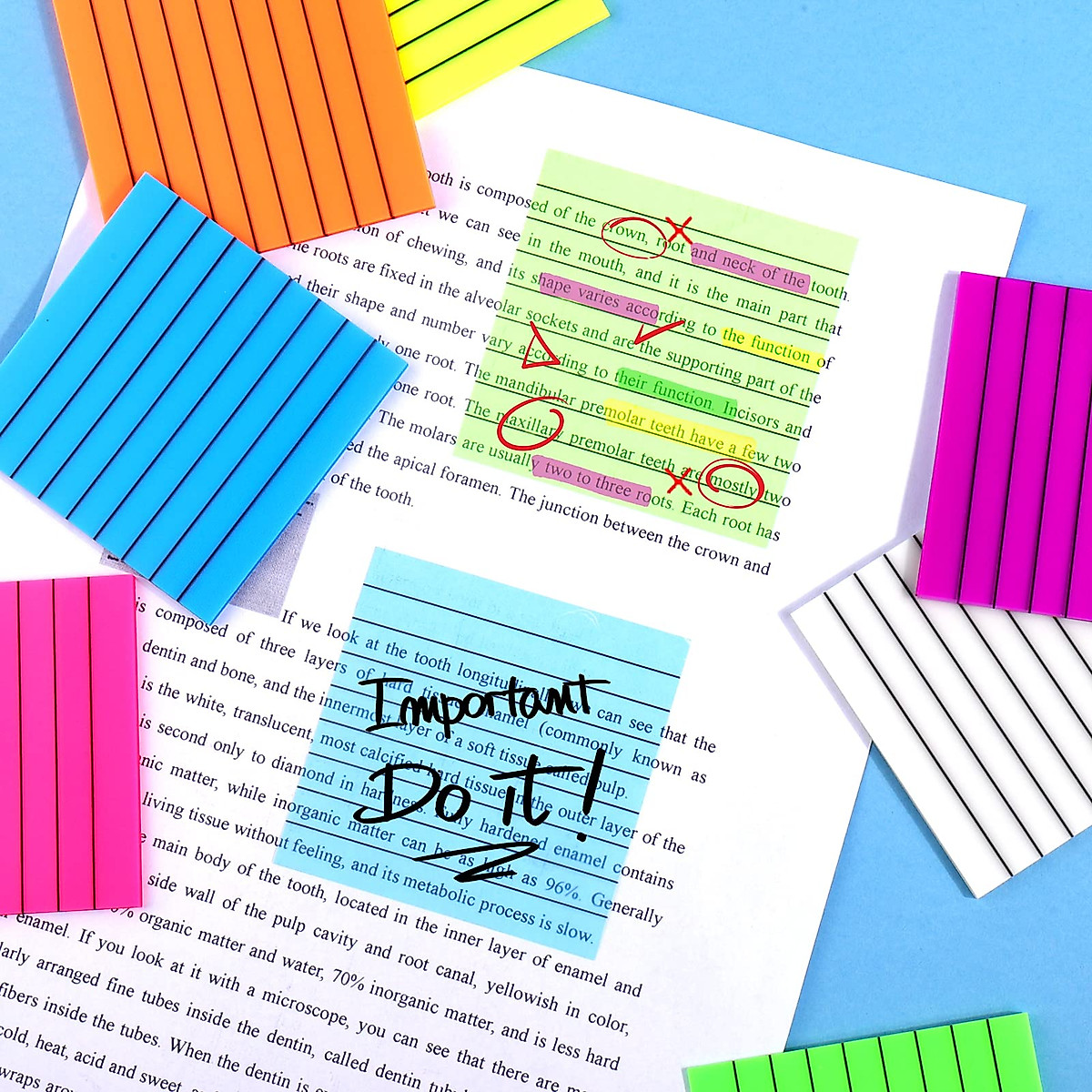 BABORUI 350 Sheets Transparent Sticky Notes with Lines, 7 Pads Lined Translucent Sticky Notes, 3x3 Inch Clear Sticky Notes Lined for Aesthetic School Office Supplies