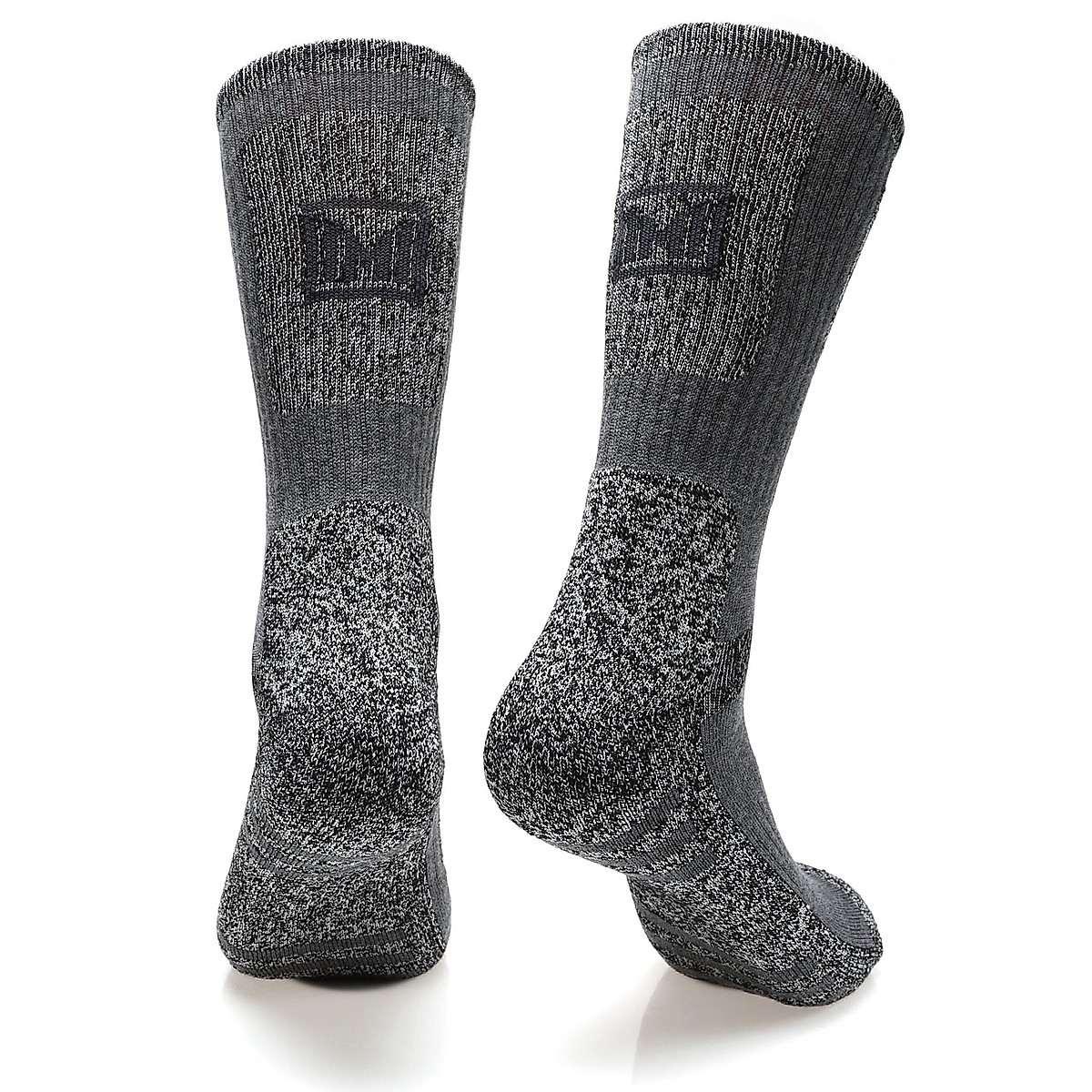 MIRMARU M201-Men's 5 Pairs Multi Performance Outdoor Sports Hiking Trekking Crew Socks (2Black, 2Char, 1Olive)