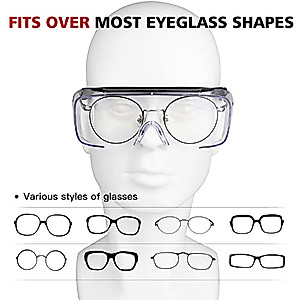 MALYHO Anti Fog Safety Glasses Safety Goggles Over Glasses Protective Glasses Clear Lenses,Adjustable Frame And Temples