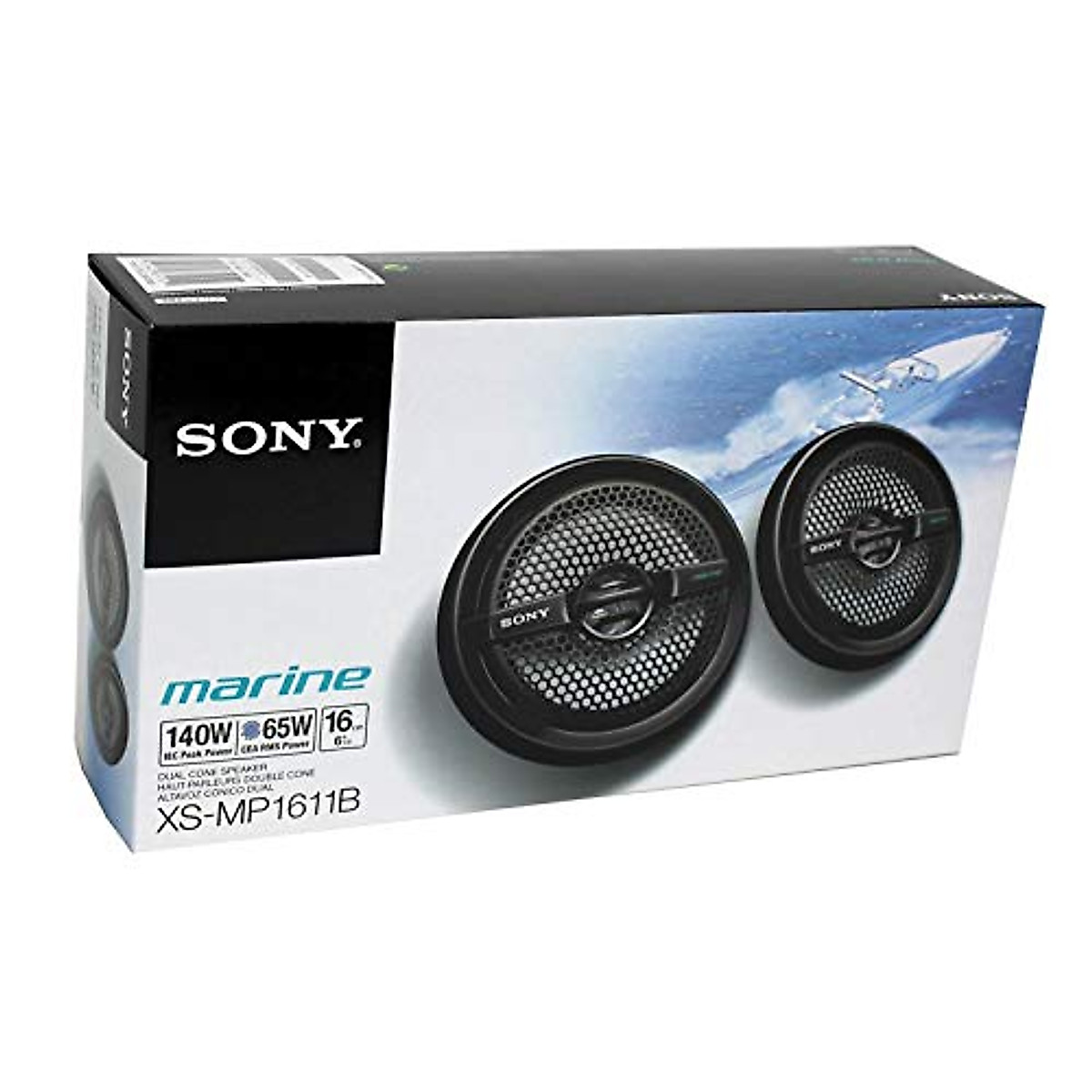 Sony 4 XS-MP1611b 6.5" 280 Watt Dual Cone Marine Speakers Stereo Black XSMP1611