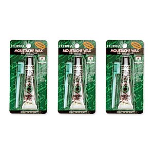Clubman Pinaud Moustache Wax with Comb Applicator, For Styling & Color Enhancement, Black, 0.5 Oz (Pack of 3)
