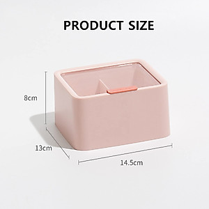 LiangTing 2 Grids Separate Cotton Swabs Dispenser Organizer Canisters,Transparent dust-proof desktop cotton swab box with cover,Dresser makeup remover cotton storage box for Cotton Balls, Cotton Pads.