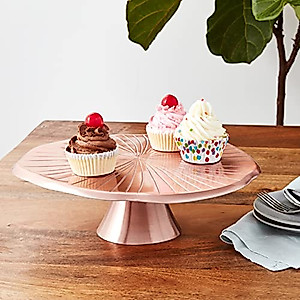 Old Dutch Rose Gold Lily Pad, 12½" D. Cake Stand Serving, 12.5-Inch