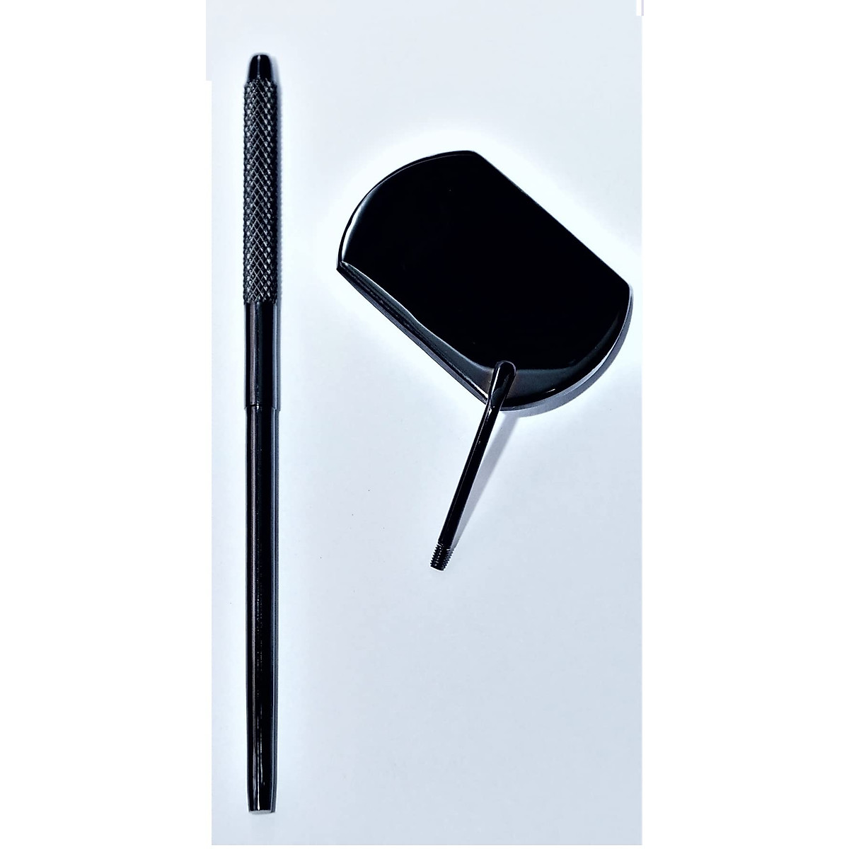 Lash Tweezers for Eyelash Extensions | Stainless Steel - Diamond Grip Straight & 45 Degree Volume | Tip with Free Mirror for Women, Makeup, Lashing, Fans Professional Tool Kit 14 cm Black