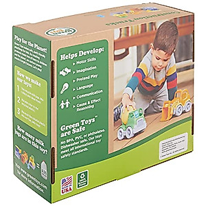 Green Toys Construction Vehicle Includes Scooper, Dumper, Mixer, 1 Character- 3 Pack - 4C