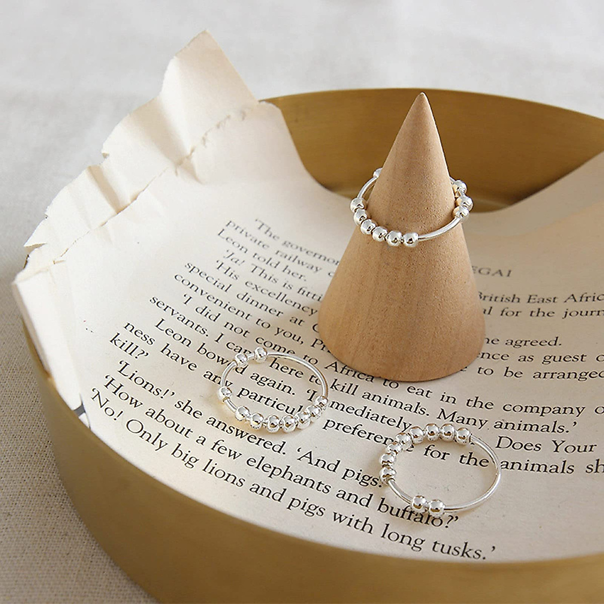 925 Sterling Silver Rings Anxiety Fidget Rings For Women Anti Anxiety Ring, Spinner Rings With Anti Worry Beads Stress Relief Thumb Ring For Men Women (6)