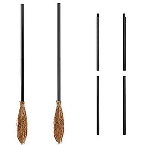 2 Pieces Halloween Witch Broom Plastic Witch Broomstick Broom Props for Halloween Costume Supplies