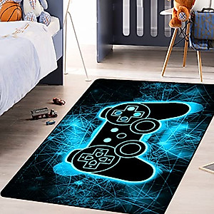 Gaming Video Game Area Rugs for Boys Teens Modern Cool Tech Style Gaming Room Home Decor Gamer Controller Gamepad Pattern Area Rug Floor Carpet Bathroom Mat for Leisure/Living/Bedroom