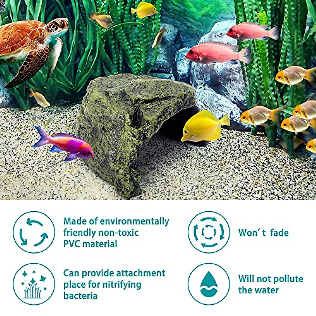 Reptile Rock Hide Cave - World 9.99 Mall Reptile Rock Hide Habitat Decoration|Natural,Non-Toxic, Made of Resin | Hideout for Small Lizards, Turtles, Reptiles, Amphibians,Fish