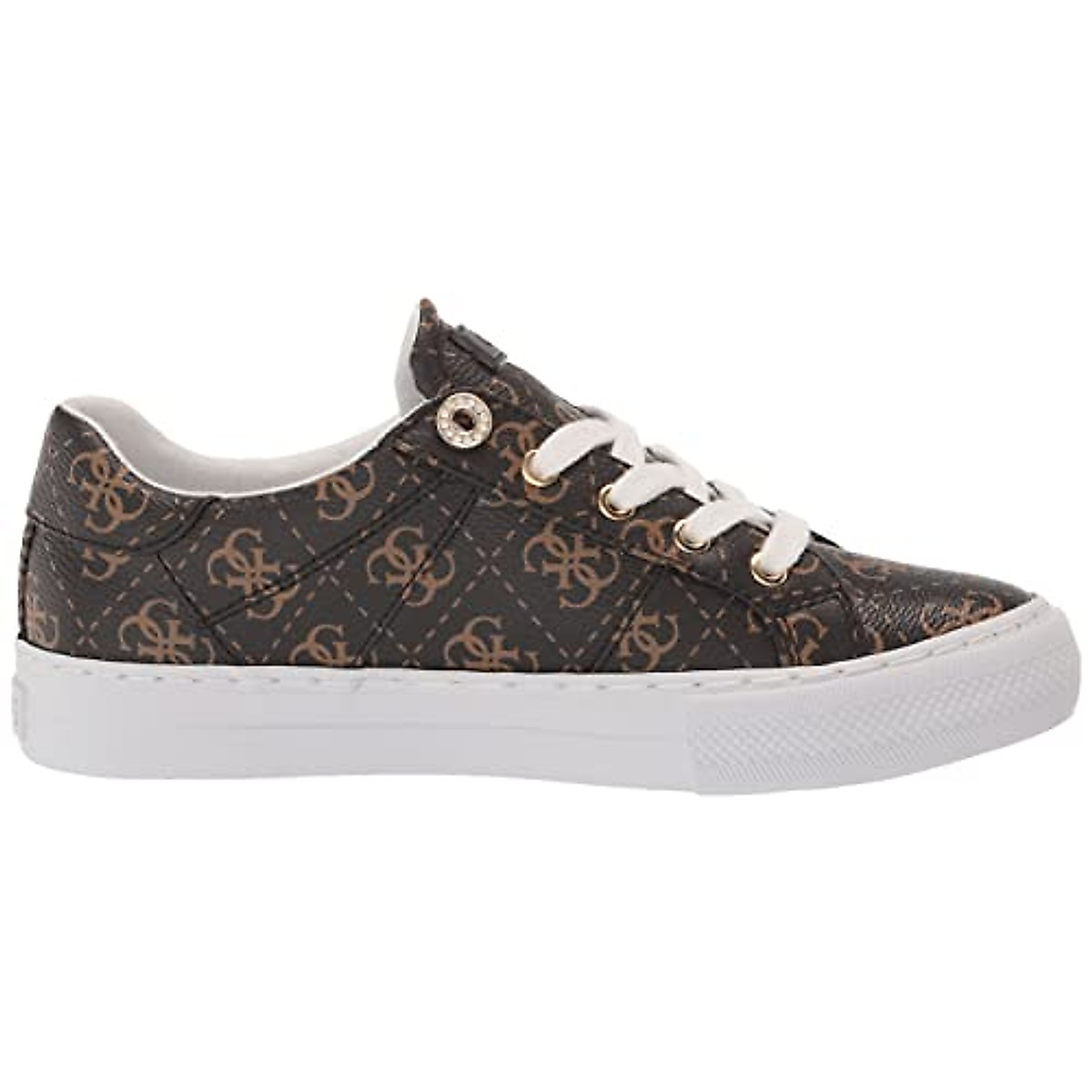 GUESS Womens Loven Sneaker, Brown Multi 908, 8.5 US